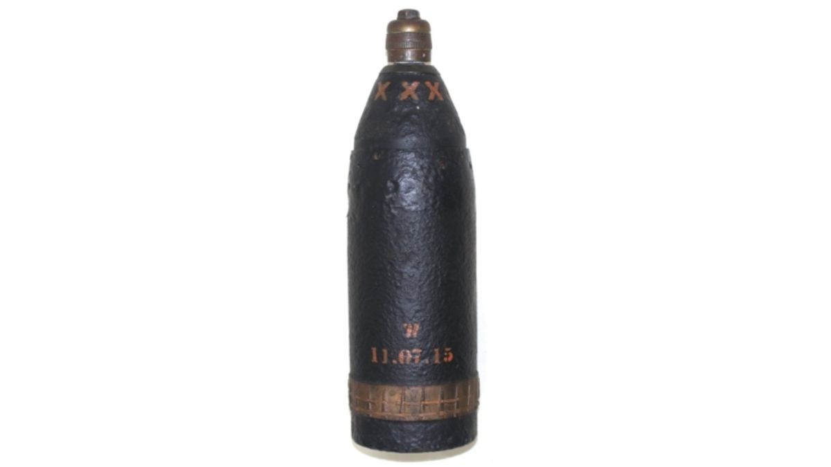 Rare WW1 British 4.7inch Shrapnel Shell – Painted – MJL Militaria